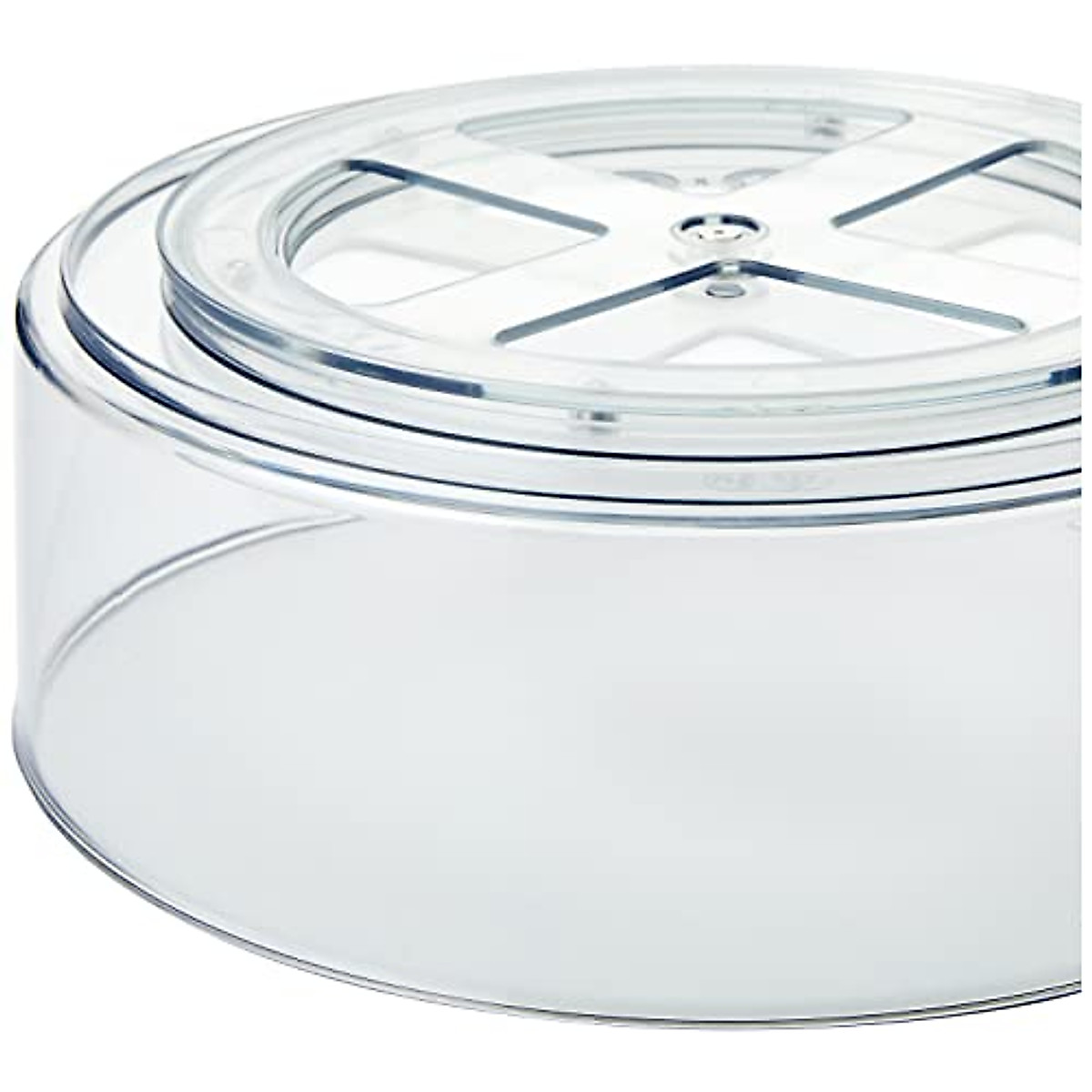 Rosanna Pansino x iDesign Recycled Plastic Divided Lazy Susan Turntable with Lid, Clear Bin/Lavender Sprinkles Divider, 10” D x 3.69” H