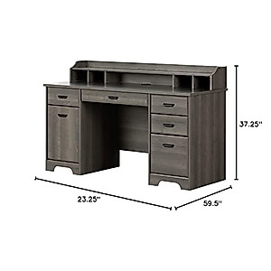 South Shore Versa Computer Office Desk with Power Bar, Gray Maple