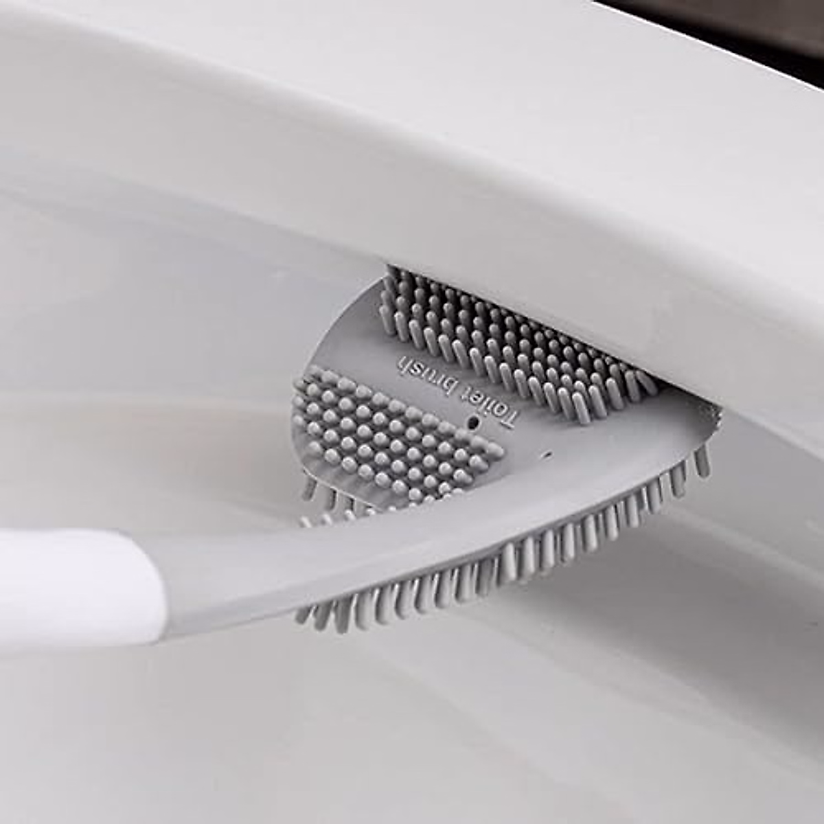 Silicone Toilet Bowl Brush Wall Mounted Floor Toilet Brush Plastic Toilet Cleaner Brush and Holder Set 3.4 X 3.5 X 16 Inch