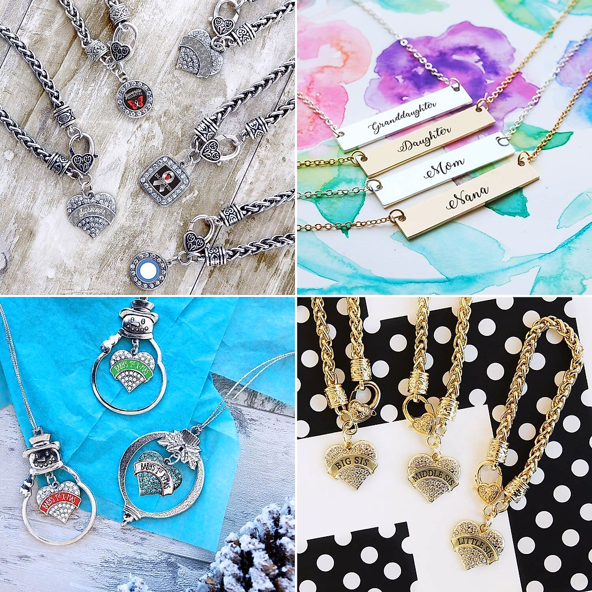 Inspired Silver - Middle Sista Celtic Knot Braided Bracelet for Women - Silver Pave Heart Charm Bracelet with Cubic Zirconia Jewelry