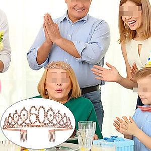 Ceqiny 60th Birthday Sash Tiara and Crowns for Girls, Birthday Queen Rose Gold Tiara, Princess Tiara Rhinestone Headbands with Combs Bridal Wedding Tiaras for Wedding Prom Bridal Party Christmas