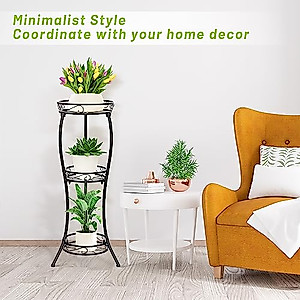 KMOTASUO 3 Tier Tall Metal Plant Stand, 35 Inch Plant Stands Indoor Outdoor, Rustproof Iron Flower Pot Stand Holder Display Rack for Corner Patio Garden Balcony Living Room(Black)