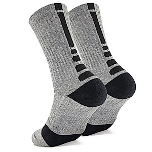 DILIBA Men's Elite Basketball Socks Cushion Athletic Crew Hiking Socks for Women's