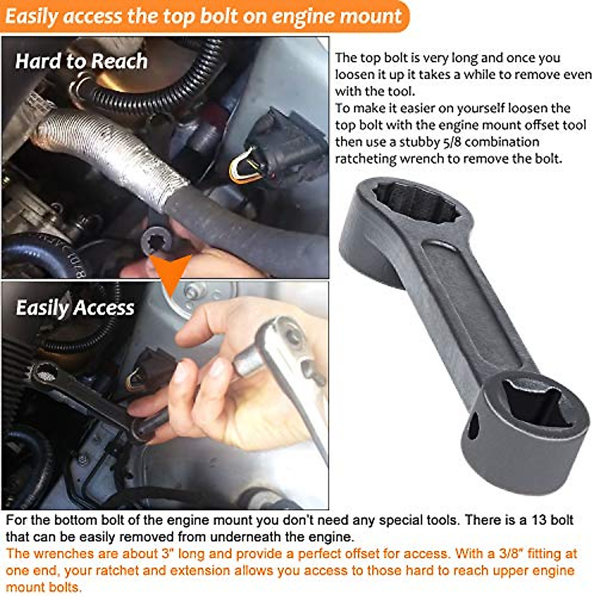 Bonbo Offset 16mm Engine Mount Socket Wrench 4693 for Mercedes Benz