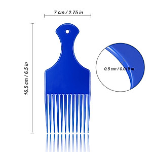6 Pieces Hair Pick Comb, 6.5 Inch Smooth Plastic Wide Hair Pick Comb, Afro Hair Comb, Hairdressing Styling Tool for Natural Curly Hair (Black, Blue, Pink, Green, Red, Purple)