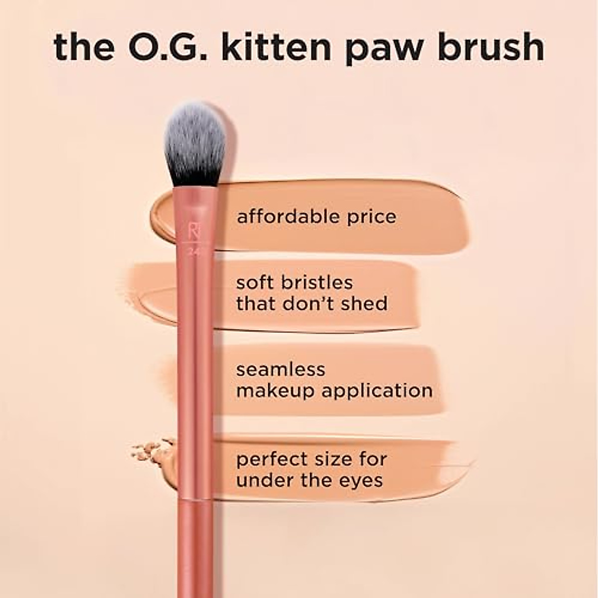 Real Techniques Brightening Concealer Makeup Brush, Viral Kitten Paw Brush Conceals Under Eyes, & Imperfections, Cover Dark Circles, For Brightener & Concealer, RT 242 Brush, Cruelty-Free, 1 Count