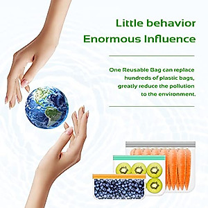 Reusable Snack Bags, Silicone Sandwich Bags Storage Food Zipper Lunch Bags BPA Free Leaf Proof Gallon Freezer Bags - 9 Pack