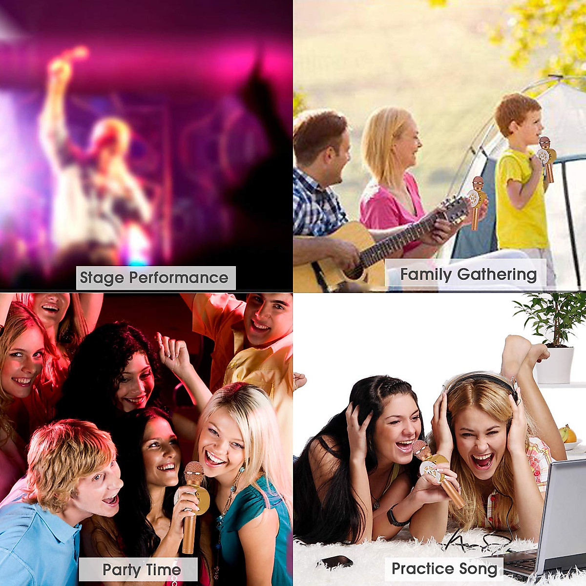 FISHOAKY Karaoke Microphone, Kids Karaoke Machine Portable Mic Player Speaker with LED for Christmas Birthday Home Party KTV Outdoor