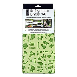 DII Fridge Liner Collection Non-Adhesive, Cut to Fit, 12x24, Green Veggies, 6 Piece