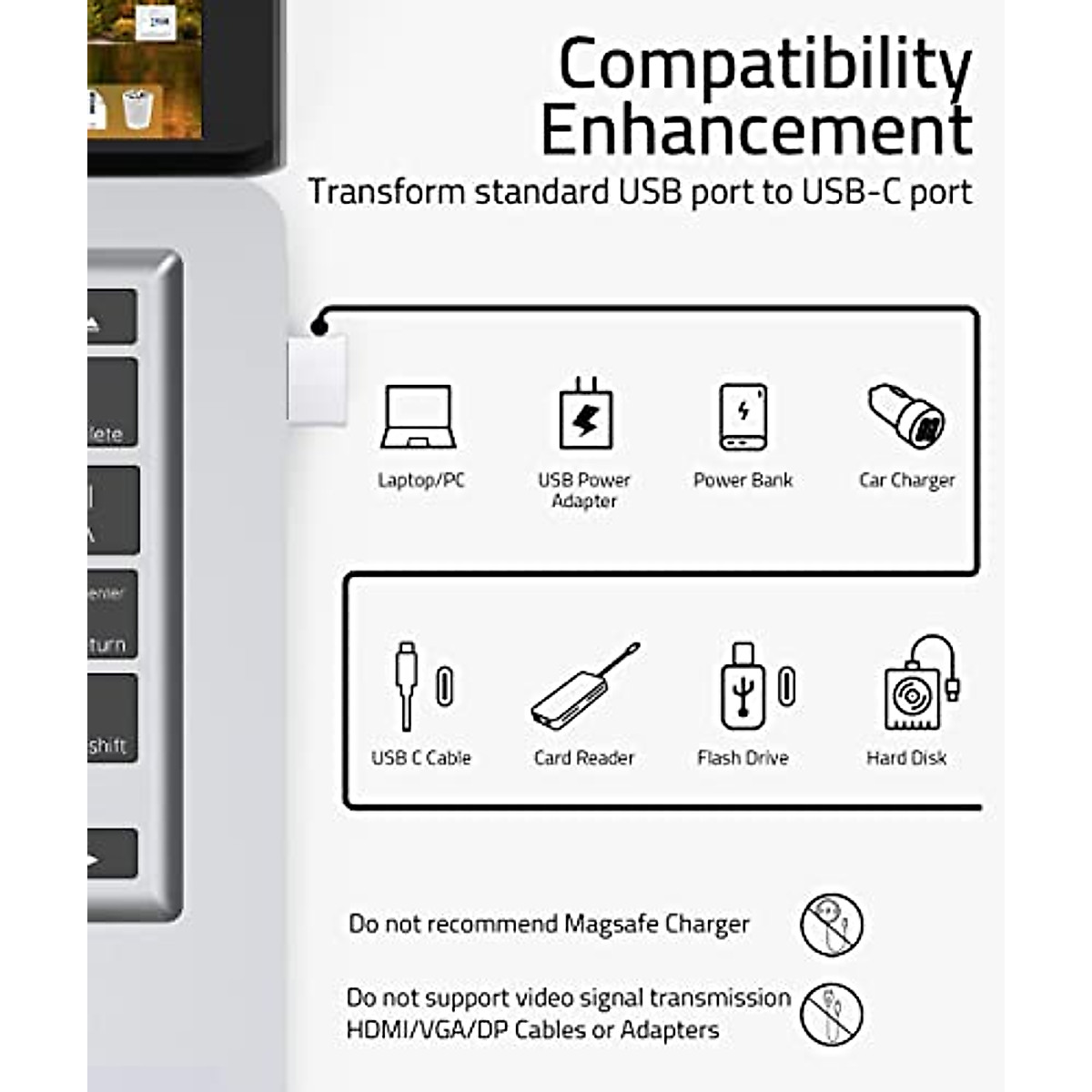 Syntech USB to USB C Adapter 4 Pack, Type C Female to USB Male Converter Power Charger Cable Adapter Compatible with MagSafe Apple Watch Series 9/SE/Ultra 2 iPhone 15 Plus Pro Max AirPods Pro, etc