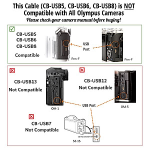 USB Data File Picture Transfer Charger Charging Wire Cord Cable CB-USB5 CB-USB6 CB-USB8 for Olympus Tough TG-830 TG-630 TG-860 TG-870 & Select Stylus (See Product Details & Pictures Before Buying)