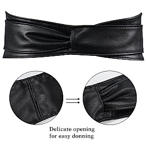 Glamorstar Wrap Belts for Women Dresses Wide Leather Cinch Tie Knot Waist Belts Black 137.8IN/350CM