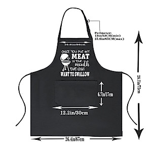 POTALKFREE Funny Gag Gifts for Men Women, Once You Put My Meat Chef Apron, BBQ Cooking Grilling Aprons with 2 Pockets, Wife Birthday Gifts from Husband, Boyfriend
