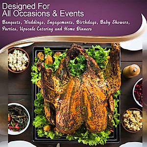 Disposable Plastic Serving Tray 24 Pcs, Heavyweight 12”x12” Square Black Appetizer Serving Platters, Party Set For Wedding, Birthday & All Occasions