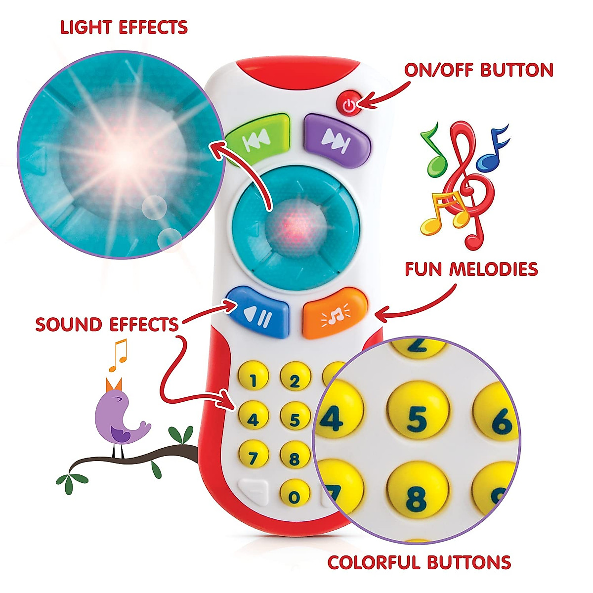 Baby Remote Control Toy for 3 Months & Up - Light Up Toy Remote with Fun Sounds & Music - Perfect Baby Gift