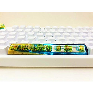 Handmade SA Profile 6.25u Spacebar Backlit Resin Keycap 2.25x Enter R1/ESC Translucent Keyset Hawaii Beach Switch for Cherry RGB MX Mechanical Gaming Keyboards (6.25u Spacebar(1 pcs))