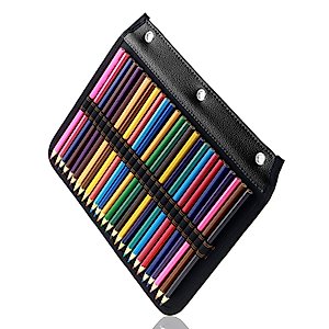 YOUSHARES 54 Slots Pencil Sleeve - Standard 3 Ring Binder Designed Pencil Page Compatible with 216 Slots Pencil Case for Watercolor Pencil, Gel Pen & Cosmetic Brush (Black)