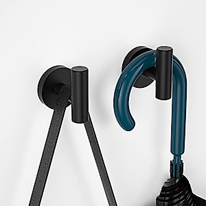 SOCONT Towel Hooks for Bathrooms Wall Mount, 2 Pack Matte Black Towel Hook for Hanging, Heavy-Duty Bathroom Wall Hooks for Towel Robe Black Wall Hooks SUS 304 Stainless Steel for Bathroom Kitchen