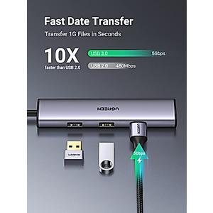 UGREEN Aluminium USB C Hub, 4 Ports USB C to USB 3.0 Hub, USB-C Multiport Splitter with 5Gbps Fast Transfer for PC Laptop MacBook Pro/Air iMac iPad Pro Surface, iPhone 15/15 Pro, Galaxy S24, and More
