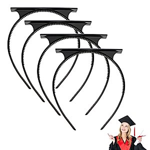 Teisaiko 4-Pack Graduation Cap Headband - Secures Your Graduation Cap and Hair Style, Grad Cap Headband (4-Pack)