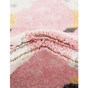 Unique Loom Whimsy Kids Collection Area Rug - Llama (Runner 2' 2" x 6' 0", Pink/ Light Blue)