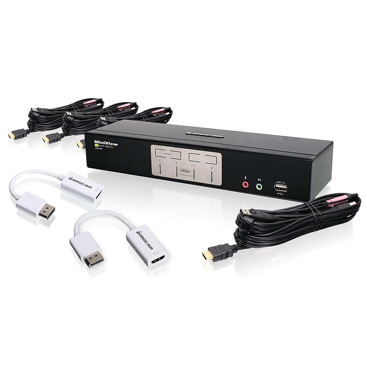 IOGEAR 4-Port HDMI and DisplayPort KVMP Kit with USB Hub and Audio, w/Full Set of Cables, (GCS1794DPKIT TAA Compliant)
