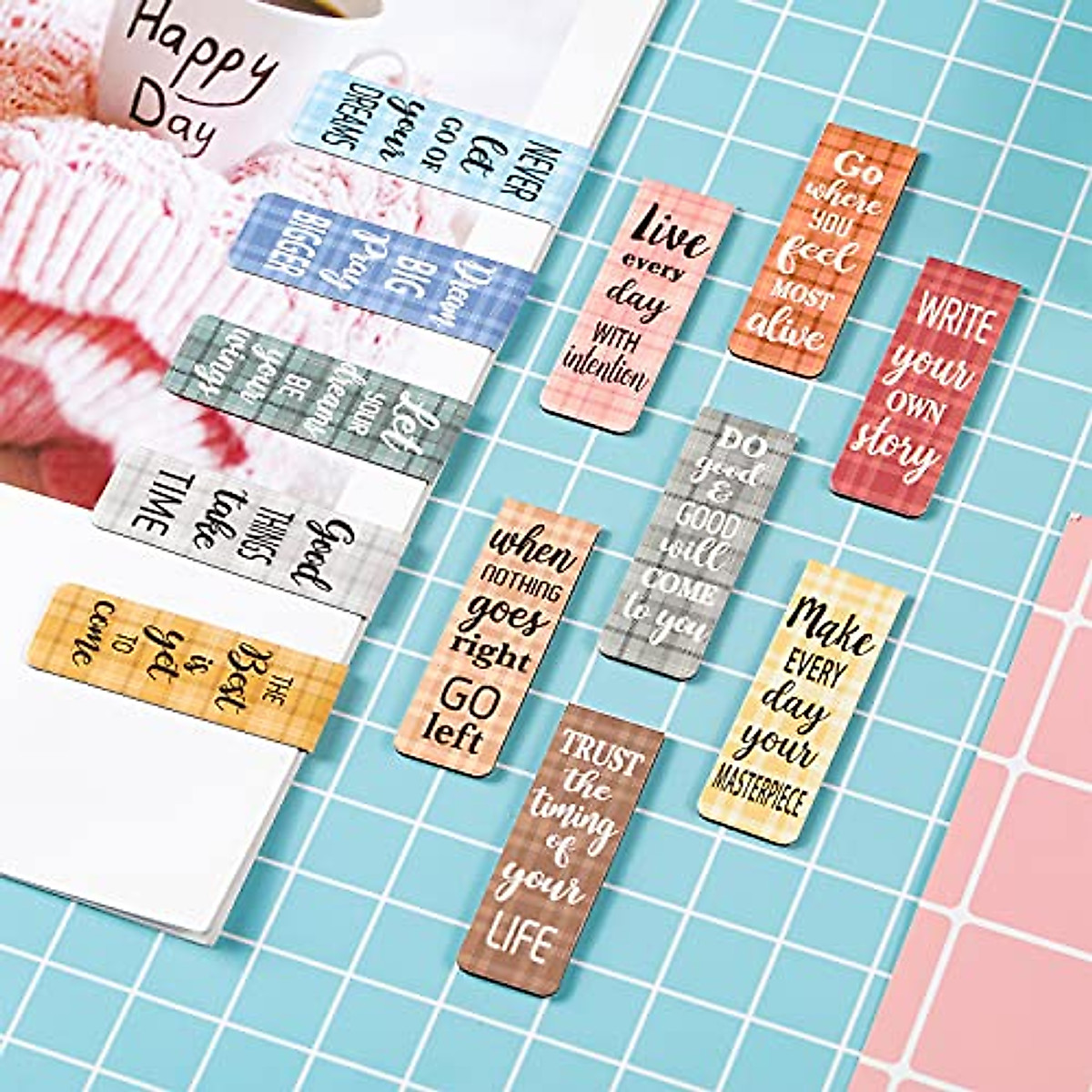 60 Pieces Inspirational Magnetic Bookmarks Motivational Bookmarks Magnetic Page Markers Assorted Magnet Page Clips for Students Teachers School Home Office Supplies (Simple Style)