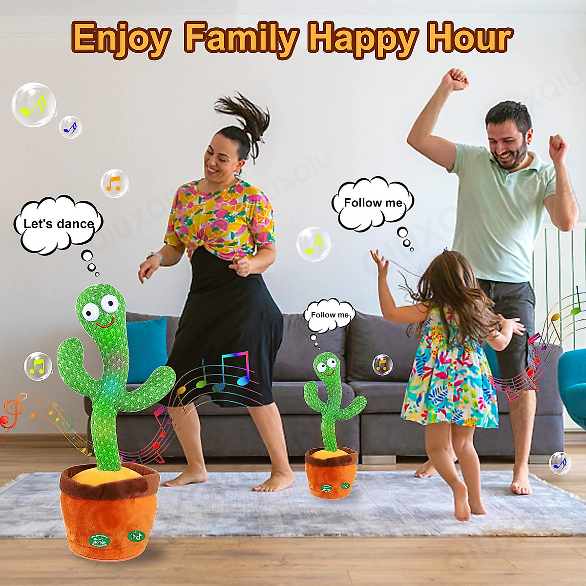 QIUXQIU Cactus Plush Toys 120 Music Recording and Follow You Speak and LED Glow Wiggle Dancing Cactus Electronic Toy,Plush Toy in Pot Decoration & Children Funny Stress Relief Toys