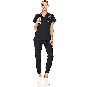 Mini Marilyn Stretch V-Neck Jogger Scrubs Set, Available in Over 12 Colors