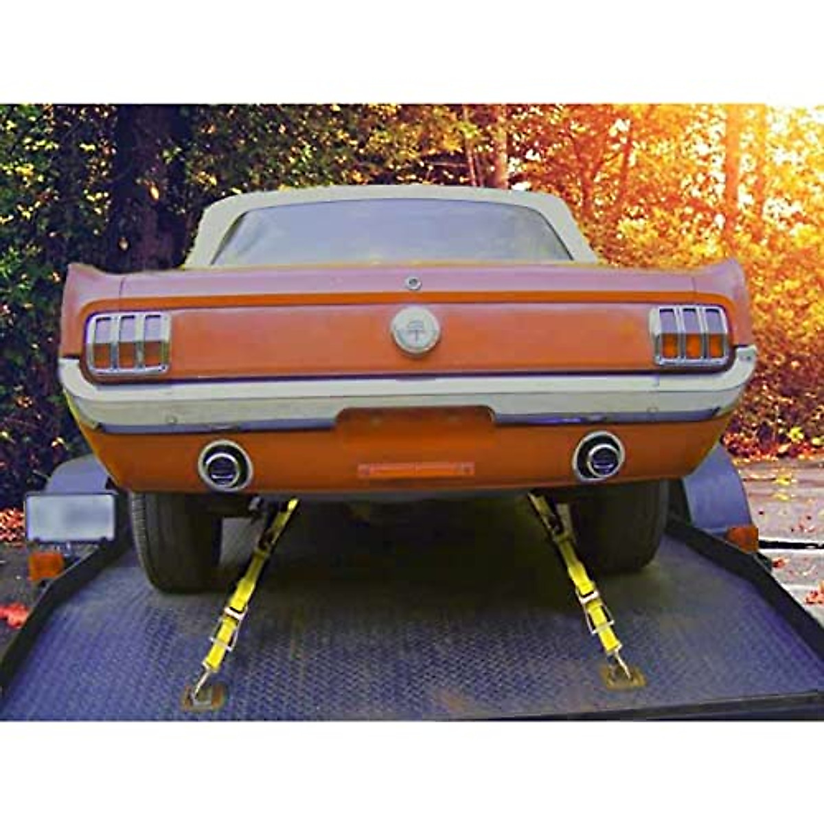 DC Cargo 2 Pack Ratchet Axle Strap Tie Downs (2" Wide x 114" Long) with Adjustable Ring and Slipfree Webbing for Secure Auto Hauling, Heavy-Duty Tow Straps for Car Trailers and Auto Carriers