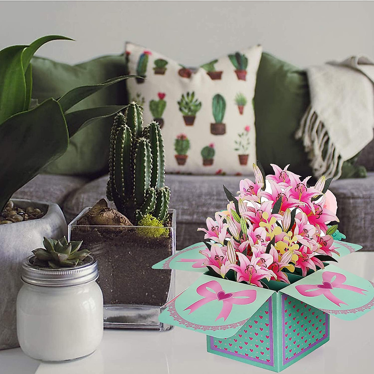 Banzk Thank you Card, 3D Pop up Greeting Cards, Birthday Gift Card with Note Card and Envelope, Teacher Appreciation Card, Best Friend Gift, Flowers Box Greeting Cards for Mom, Grandma, Father