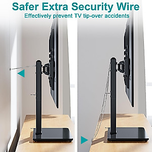 Universal TV Stand, Swivel TV Stand Base Fits Most 37 to 70 Inch LCD LED Screens, 9 Levels Height Adjustable Table Top TV Stand with Tempered Glass Base, Holds up to 88lbs, Max VESA 600x400mm