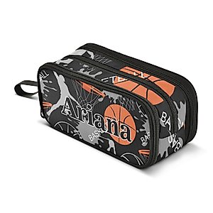 J JOYSAY Custom Basketball Game Pencil Case Large Big Capacity Personalized Pencil Bag for Girls Boys Customized Pencil Box Pouch Cosmetic Bag for College Students School Office