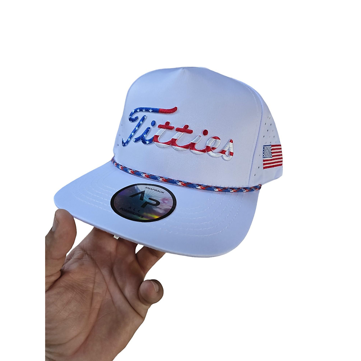 All Possibilities 369 USA Titties Gray with White Mesh Golf Hat Men Women Funny Baseball Cap Trucker Hat (US, Alpha, One Size, White)