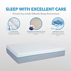 14 Inch Queen Cooling Mattress, Cooling Gel Memory Foam Mattress in a Box, CertiPUR-US Certified Made in USA, Medium Double Firm Mattress for Pressure Relief, White