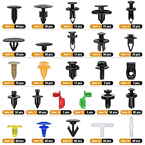 GOOACC 860Pcs Car Push Retainer Clips & Auto Fasteners Assortment -26 Most Popular Sizes Nylon Bumper Fender Rivets with 10 Cable Ties and Fasteners Remover for Toyota GM Ford Honda Chevy