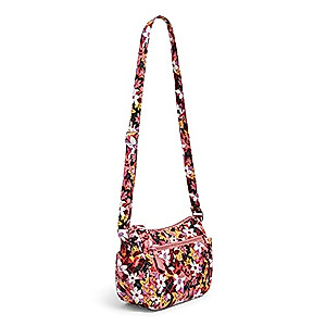 Vera Bradley Women's Cotton on the Go Crossbody Purse, Rosa Floral - Recycled Cotton, One Size
