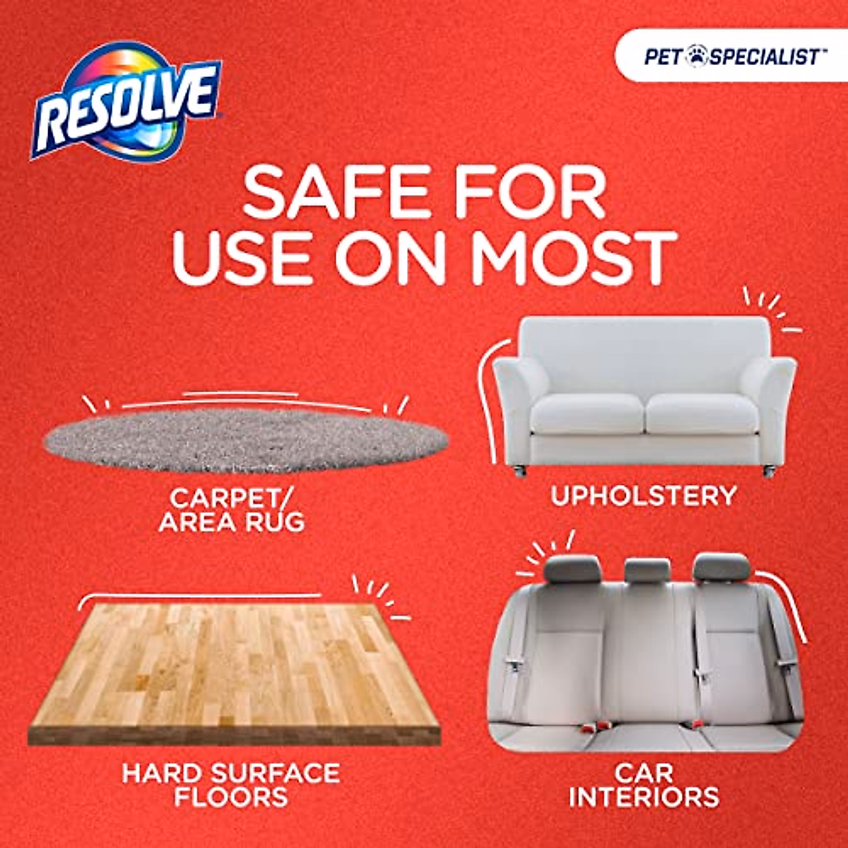 Resolve Pet Specialist Carpet Cleaner, Stain Remover and Odor eliminator trigger, Floor and Upholstery Cleaner, 32 oz (Packaging may Vary)