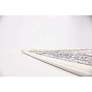 Unique Loom Narenj Collection Area Rug - Leeds (3' x 13' 1" Runner, Ivory/ Blue)