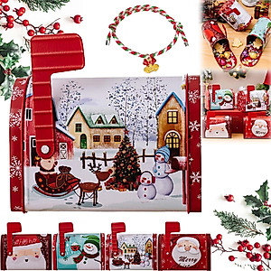 DASHENRAN Xmas Reindeer Gift Box, Christmas Reindeer Gift Box, Christmas Gift Boxes with Lids, Decor Christmas Cookie Tins Tinplate Candy Boxes (B)