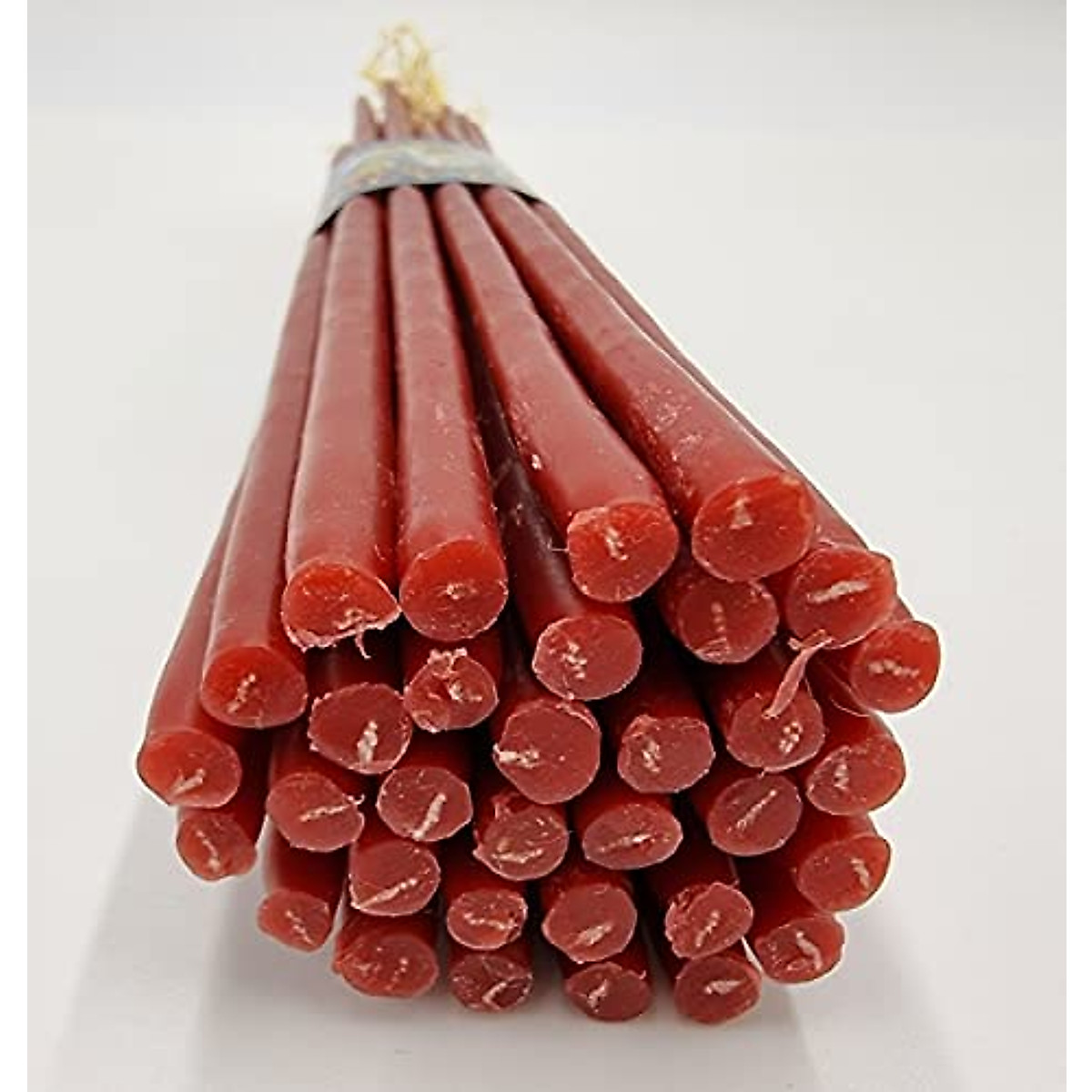 33 Natural 100% Beeswax Taper Candles 11 inch Tall Blessed Church Jerusalem Holy Land Candles (Red)