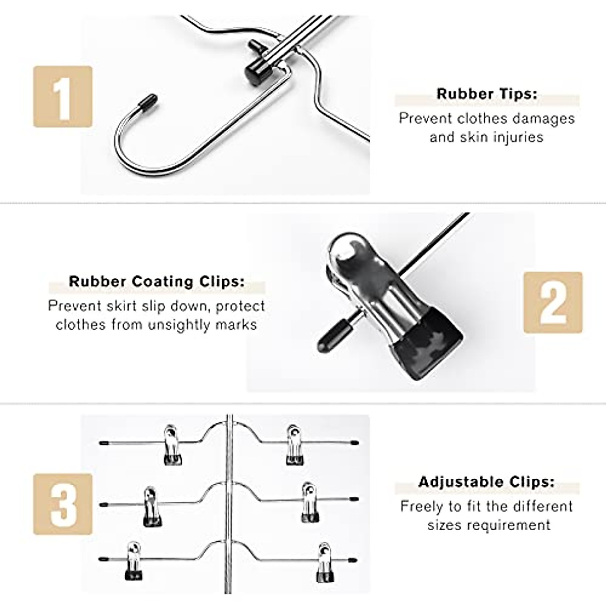 CINKSY Pants Skirt Hangers Space Saving 5 Layers with Non-Slip Foam Padded Swing Arm 9 Pack