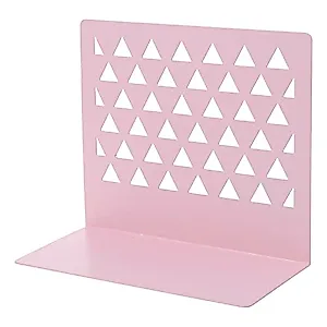 Wonzonewd File Sorters Metal Hollow Desktop Organizer Bookends Book Ends Support Stand Holder Shelf Bookrack Home Office Supplies Drop Shipping (Color : Pink)