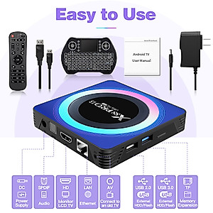 Android TV Box 2024, Android Box 13.0 X88PRO 13 TV Box Android 13.0 4GB RAM 32GB ROM with Mini Wireless Keyboard, Android TV Box WiFi 6 8K RK3528 Quad-Core 2.4G/5G WiFi Bluetooth 5.0 USB 3.0