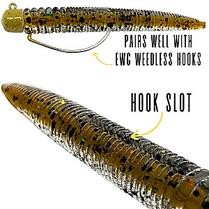 JIGITY - Ned Rig Baits | 10 Pack Uncle Ned 3" Soft Plastic Worms | Finesse Style Bait Largemouth Smallmouth Multispecies Crappie Bluegill Bass Fishing Gear (3", Black Blue FLK)