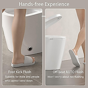 Toilet Smart Toilet Ceramic White with Heated Bidet Seat One Piece Toilet with Auto Open&Close Foot Kick Operation