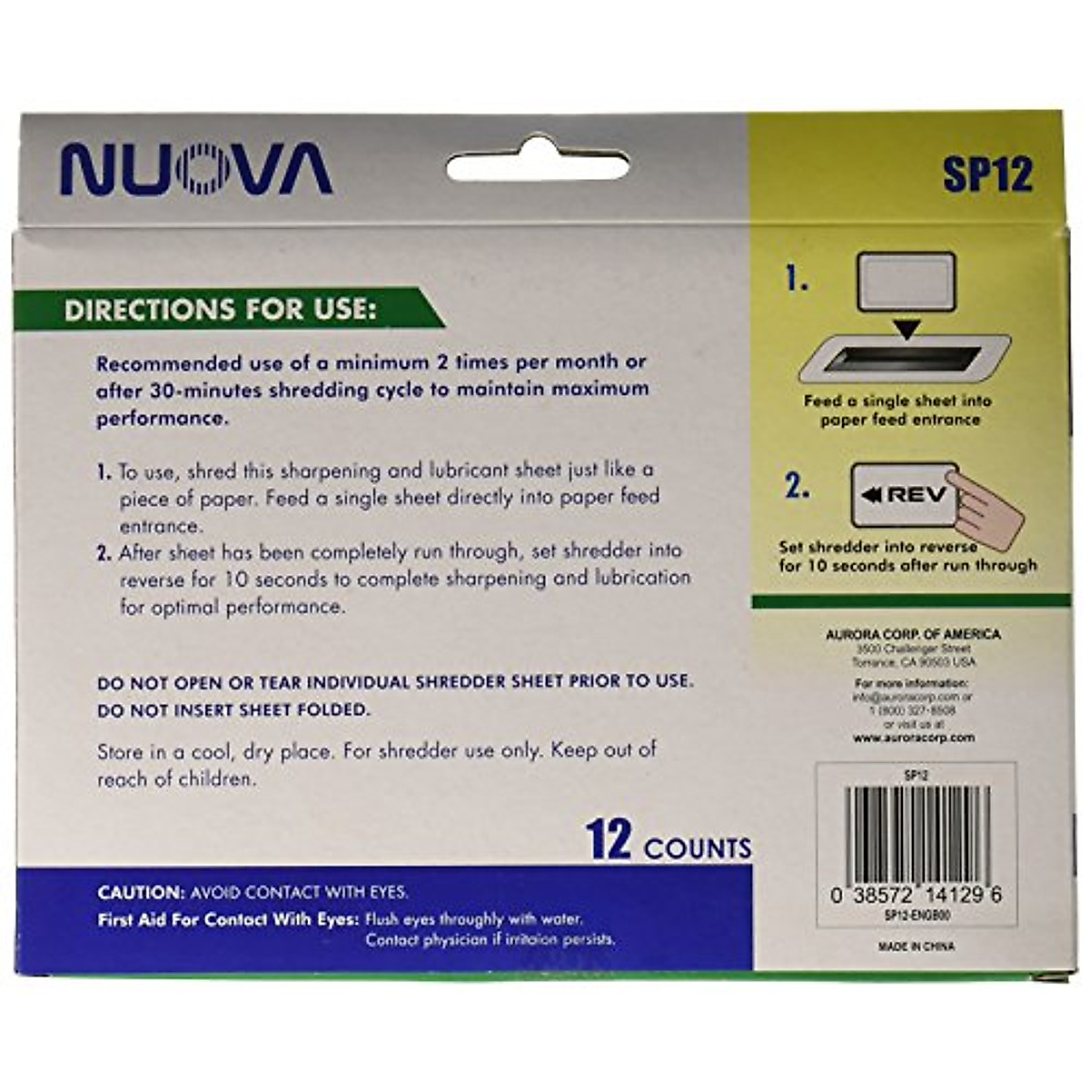 Nuova SP12 Shredder Sharpening & Lubricant Sheets, 12 Count