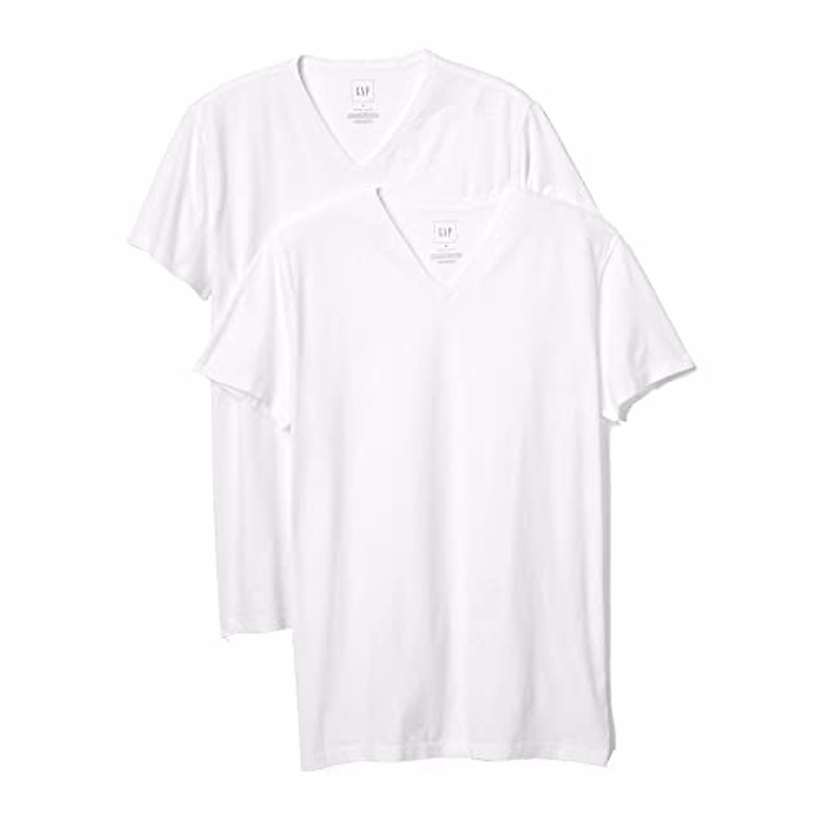 GAP Mens Classic V T-Shirt (2-Pack) T Shirt, White, Small US