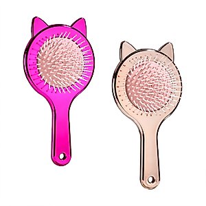 Detangling Hair Brush Air cushion Comb Oneleaf Cute cat ear shape for Curly, Thick, Natural, Straight, Fine, Wet or Dry Hair for Women, Kids and Toddlers-Pain Free(Ombre-2pcs)