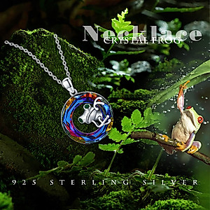 CUOKA MIRACLE Frog Necklace 925 Sterling Silver Crystal Necklace Animal Crystal Pendant Jewelry Frog Gifts for Women Frog Lovers Cute Frog Necklace Gift for Women Summer Gift